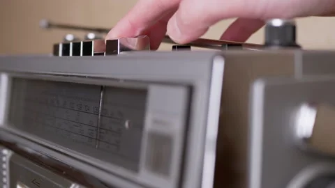 Female Hand Presses Play Button on Retro... | Stock Video | Pond5