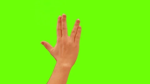 Female hand Vulcan greeting on green scr... | Stock Video | Pond5