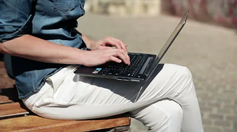 Female hands typing on modern laptop HD | Stock Video | Pond5