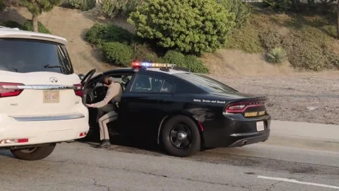 Female Highway Patrol Officer getting in... | Stock Video | Pond5