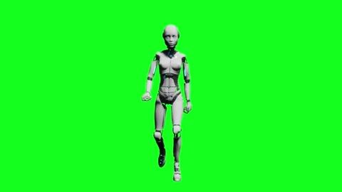 female humanoid ai robot walking ahead o... | Stock Video | Pond5