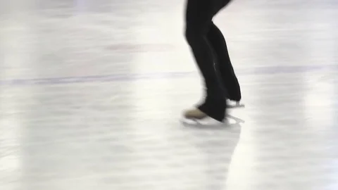 Female ice figure skating, closeup on fe... | Stock Video | Pond5