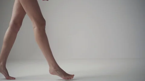 female legs. girl walks on tiptoes baref... | Stock Video | Pond5