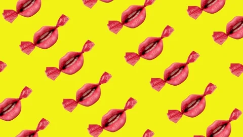 Female lips like candy over bright yello... | Stock Video | Pond5