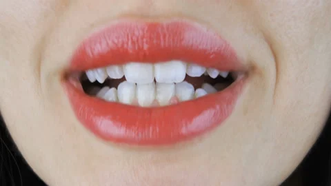Female lips kiss, talking and smiling. M... | Stock Video | Pond5