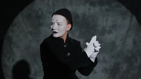 Female Mime Artist Performing Comedian C... | Stock Video | Pond5
