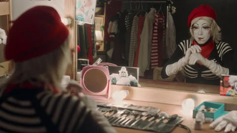 Female Mime Artist Portraying Sad Emotio... | Stock Video | Pond5