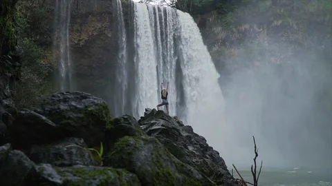 Female model and waterfall in slow motio... | Stock Video | Pond5