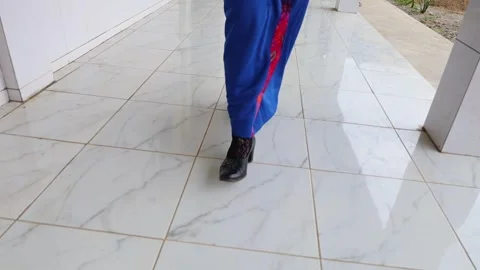 Female model footsteps, on the floor wea... | Stock Video | Pond5