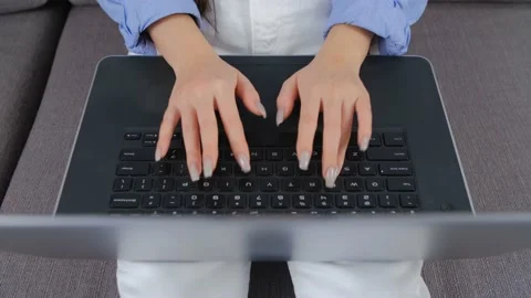 Female person typing text on modern note... | Stock Video | Pond5