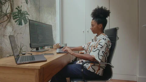 Female Programmer Coding on Computer at ... | Stock Video | Pond5