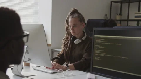 Female Programmer Typing on Keyboard at ... | Stock Video | Pond5