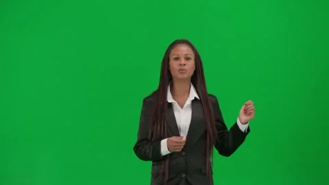 Female reporter isolated on chroma key g... | Stock Video | Pond5
