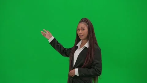 Female reporter isolated on chroma key g... | Stock Video | Pond5