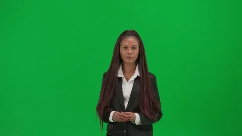 Female reporter isolated on chroma key g... | Stock Video | Pond5