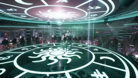 Female robot dancer sings a song in the ... | Stock Video | Pond5