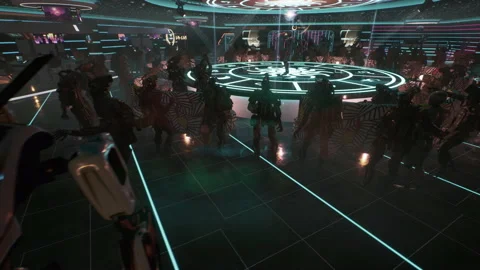 Female robot dancer sings a song in the ... | Stock Video | Pond5