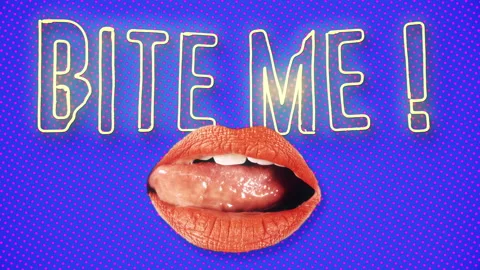 Female Sexy Mouth Neon Sign Bite Me Girl... | Stock Video | Pond5