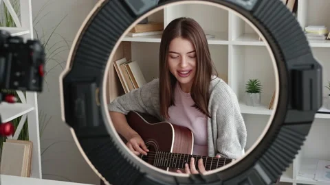 female singer video record tutorial less... | Stock Video | Pond5