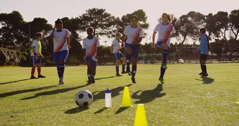Female soccer team doing cardio exercise... | Stock Video | Pond5