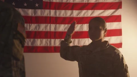 Female Soldier Raising Her Hand in Front... | Stock Video | Pond5