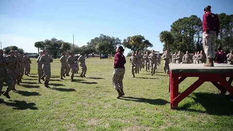 Female soldiers in basic training do exe... | Stock Video | Pond5