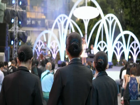 Female Staff On Concert In Crowd With Sa... | Stock Video | Pond5