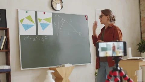 Female Teacher Giving Live Video Lesson ... | Stock Video | Pond5