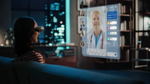 Female Using Augmented Reality Video Cal... | Stock Video | Pond5