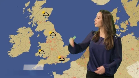 Female Weather forecast presenter in a g... | Stock Video | Pond5