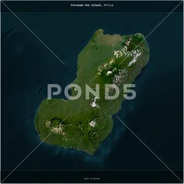 Fernando Poo Island, Equatorial Guinea, cropped to square. Satellite ...
