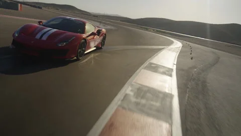 Ferrari 488 Pista on a racing track in L... | Stock Video | Pond5