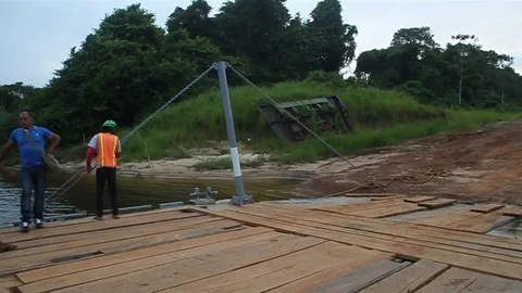 Ferry across Essequibo river | Stock Video | Pond5