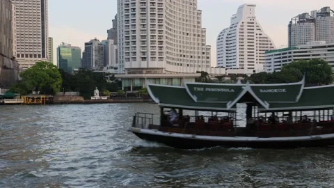 Ferry boat moving on Chao Phraya river i... | Stock Video | Pond5