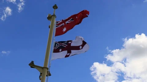 Ferry mast with Australian flags waving ... | Stock Video | Pond5
