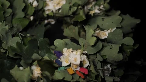 Festive wreath of jasmine, oak and tree ... | Stock Video | Pond5
