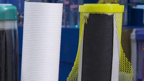 A fiber water filter and carbon water fi... | Stock Video | Pond5