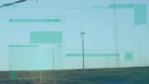In field, wind turbine with animation ov... | Stock Video | Pond5