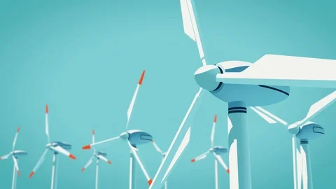 Field of Wind Turbines, 4K Animated 3D I... | Stock Video | Pond5