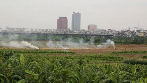 Fields fumigation with smoke, Traditiona... | Stock Video | Pond5