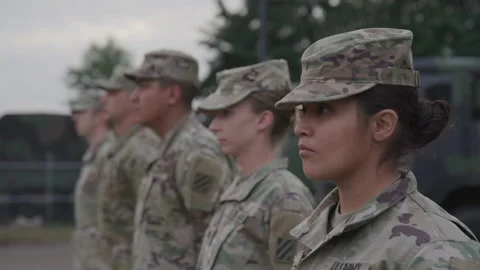 Fierce Soldiers Standing in Formation an... | Stock Video | Pond5