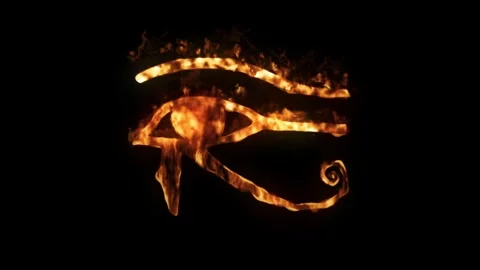 Fiery Burning Eye of Horus Symbol on Bla... | Stock Video | Pond5