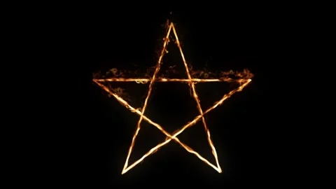 Fiery Burning Pentagram Symbol on Black ... | Stock Video | Pond5