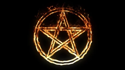 Fiery Burning Pentagram Symbol on Black ... | Stock Video | Pond5