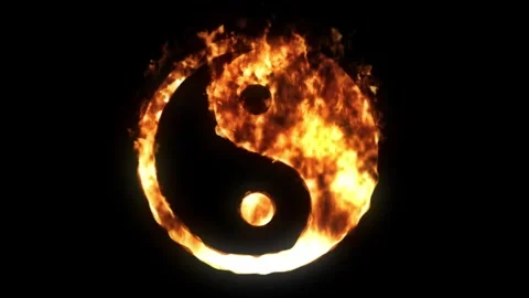 Fiery Burning Yin Yang Symbol Animation ... | Stock Video | Pond5
