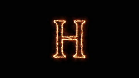 Fiery letter H. Animation on a black bac... | Stock Video | Pond5