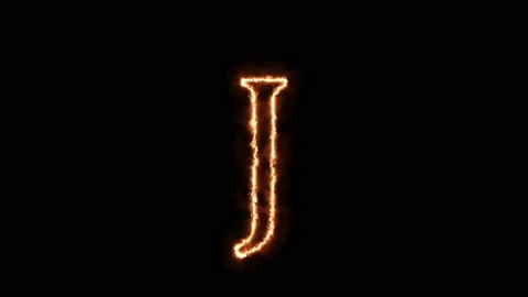 Fiery letter J. Animation on a black bac... | Stock Video | Pond5