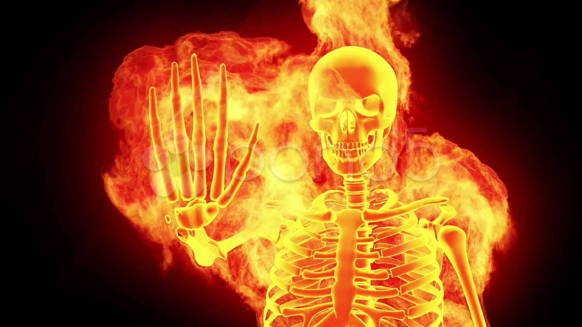 Skeleton Head On Fire