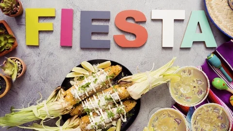 Fiesta sign on the table with Mexican co... | Stock Video | Pond5