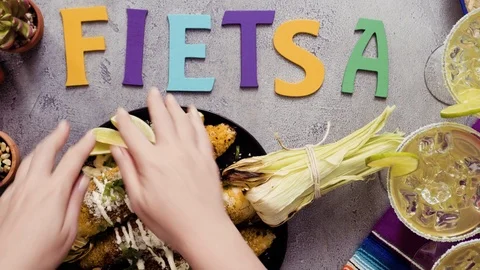Fiesta sign on the table with Mexican co... | Stock Video | Pond5